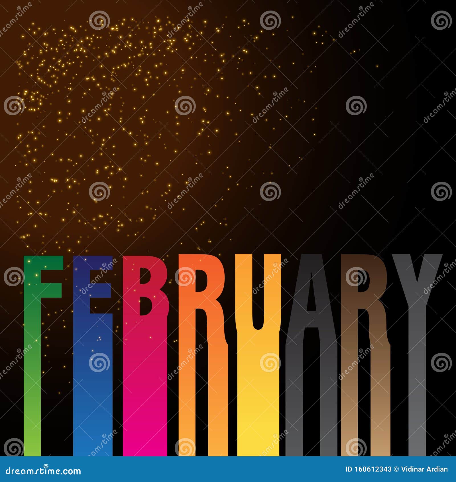 Graphic Text Design in February Stock Illustration - Illustration of ...