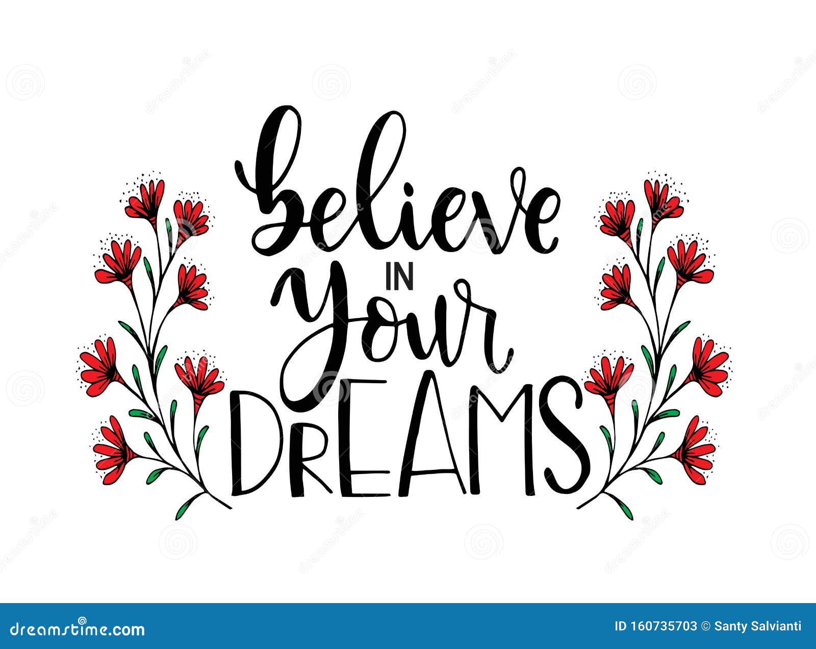 Isolated Calligraphic Hand Drawn Lettering of Inspirational Quote ...