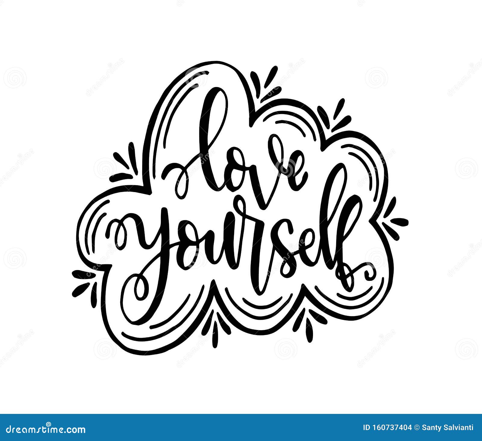 Love Yourself. Hand Drawn Expressive Phrase Stock Illustration ...