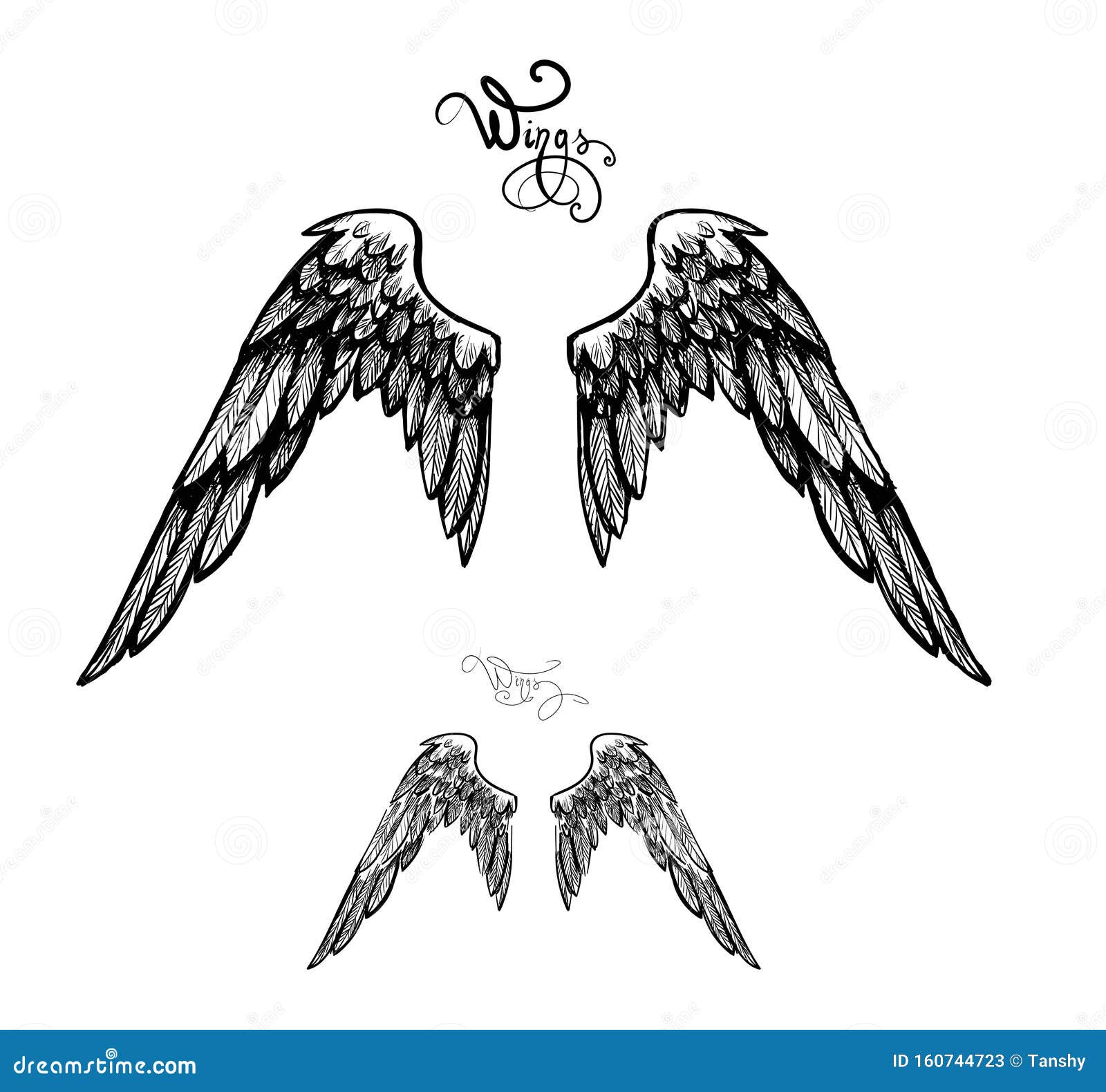 Angel Wings Texture Pattern Vector Drawing Stock Vector - Illustration ...