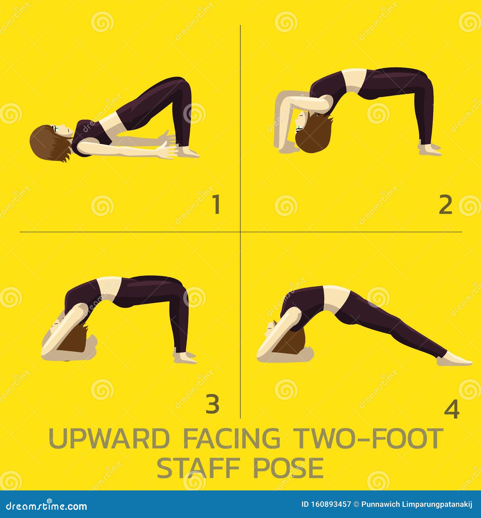 Upward Facing Two-Foot Staff Pose Yoga Manga Tutorial How Cartoon ...