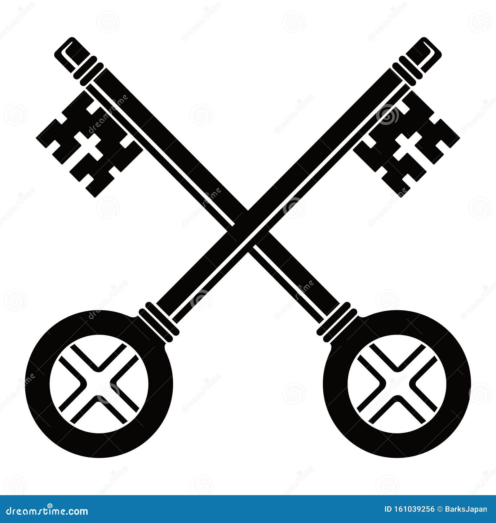 Crossed Old Keys Illustration Stock Vector - Illustration of black ...