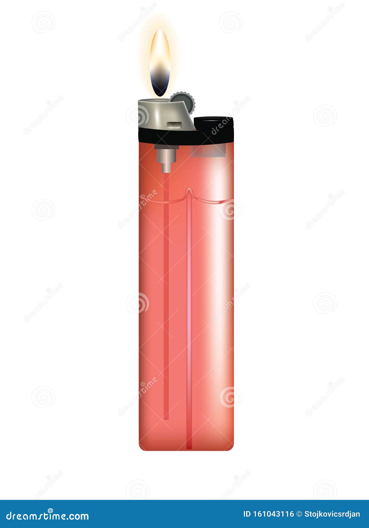 Red Plastic Lighter with Fire Stock Vector - Illustration of branding ...