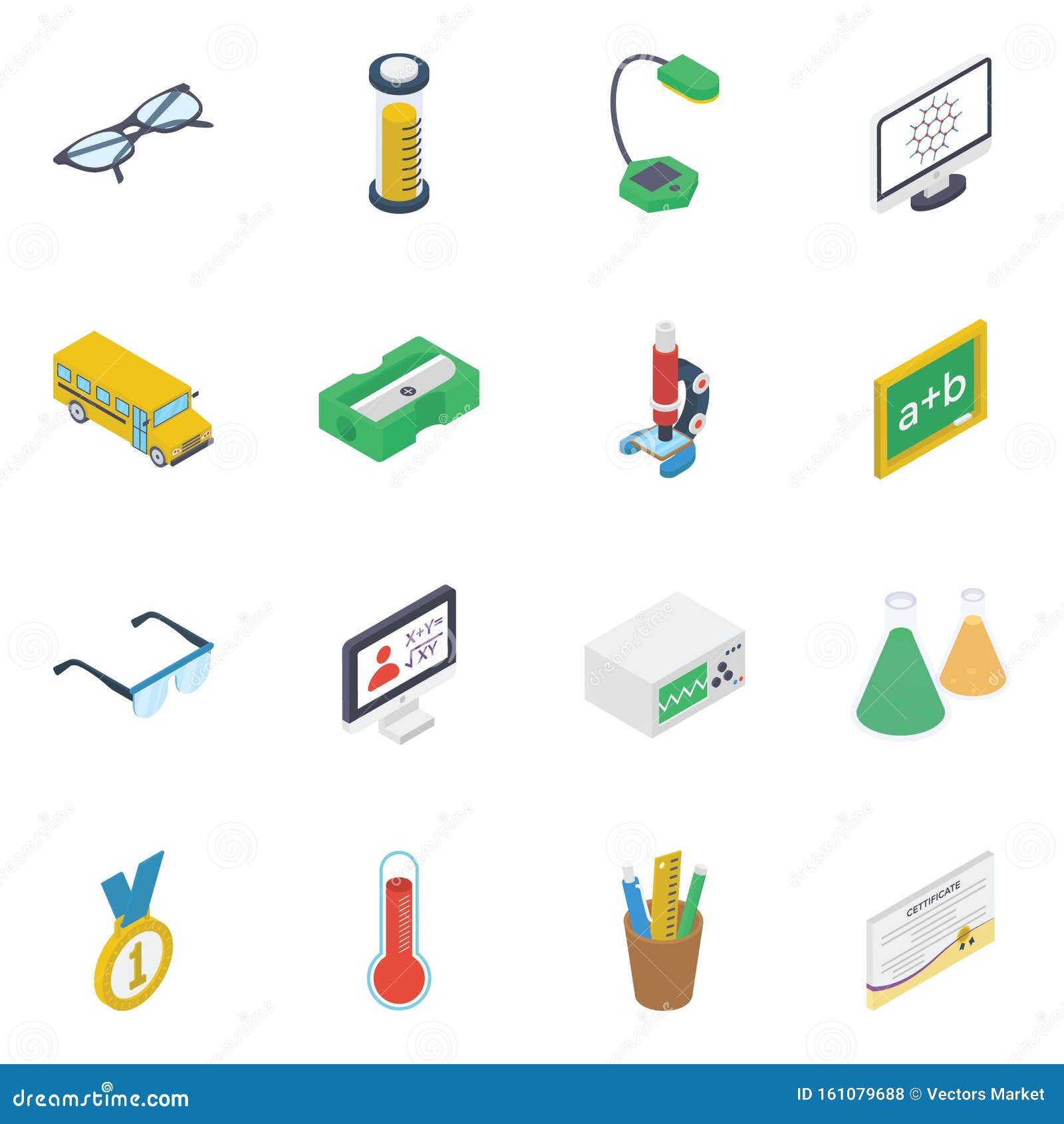 Pack of E Learning Isometric Icons Stock Vector - Illustration of ...
