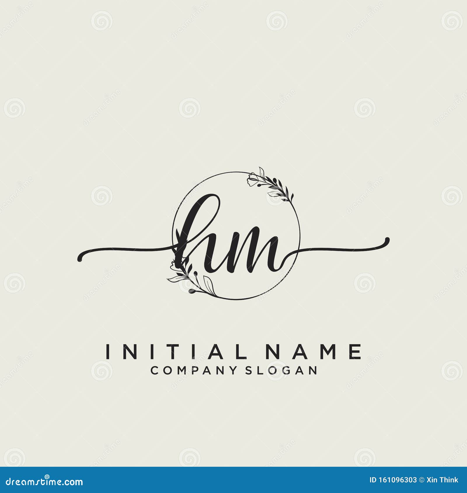 HM Letter Initial Beauty Monogram and Elegant Logo Design, Handwriting ...