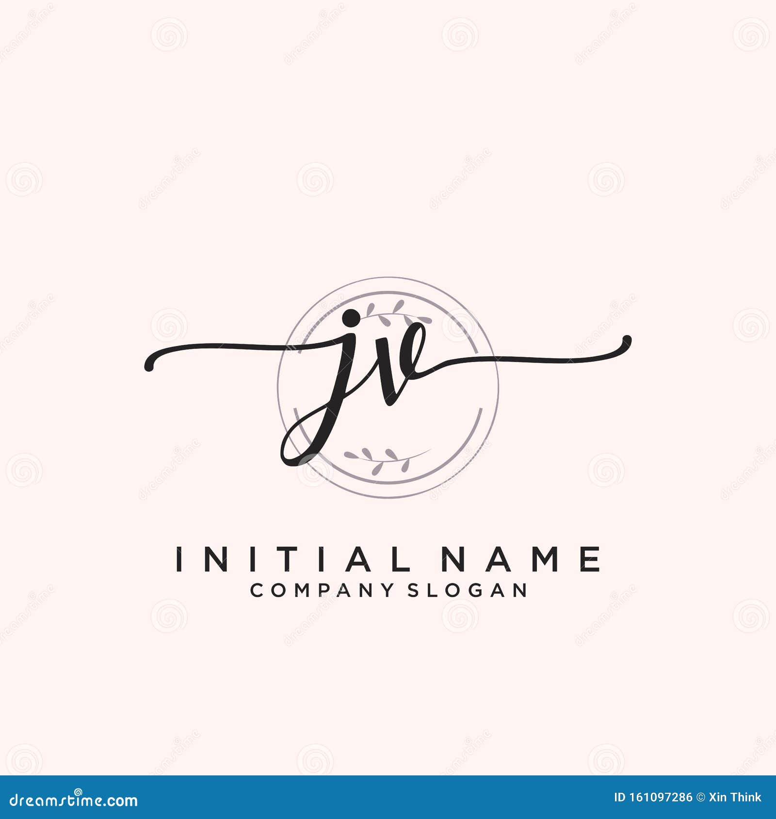 JV Letter Initial Beauty Monogram and Elegant Logo Design, Handwriting ...