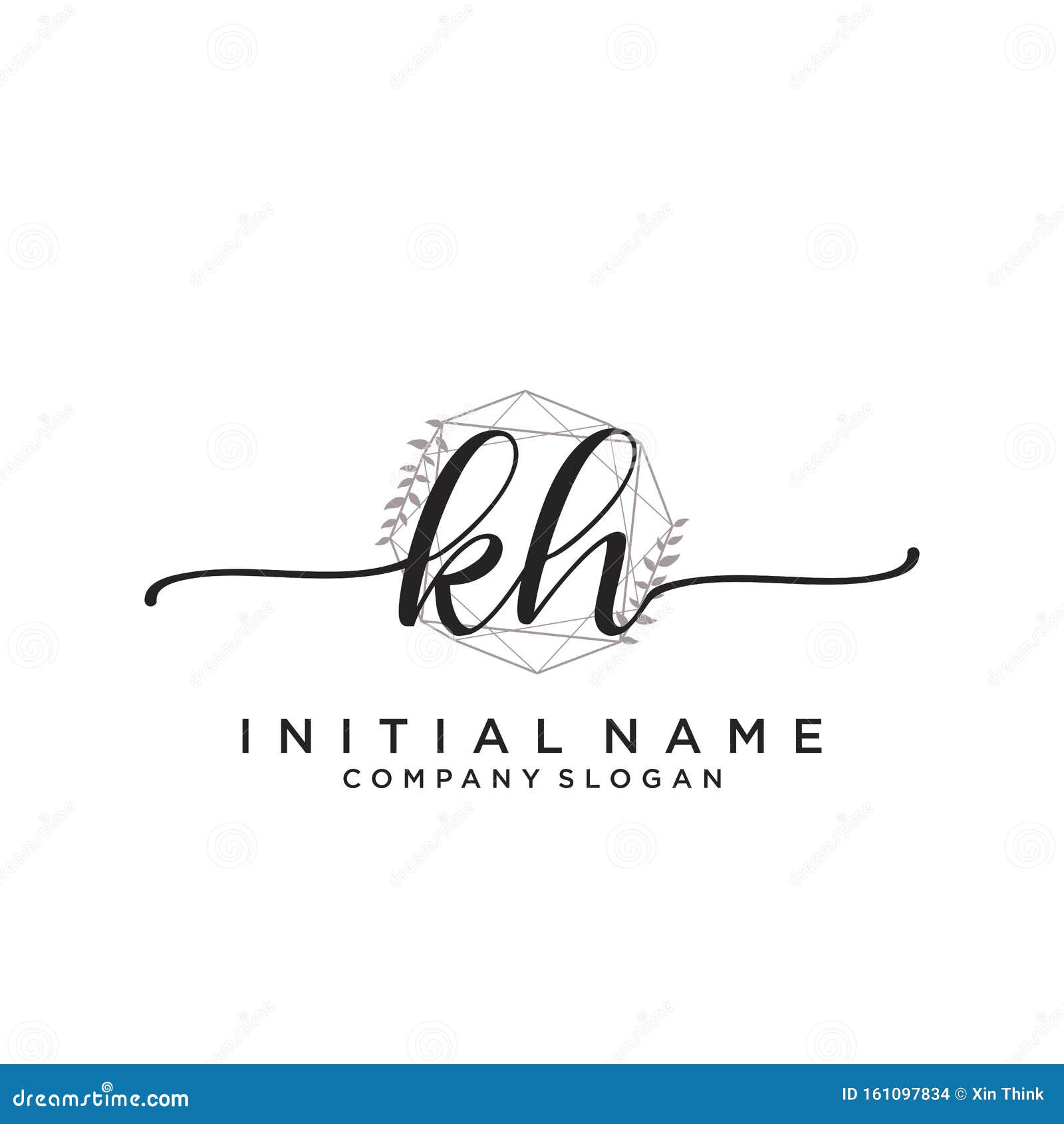 KH Letter Initial Beauty Monogram and Elegant Logo Design, Handwriting ...