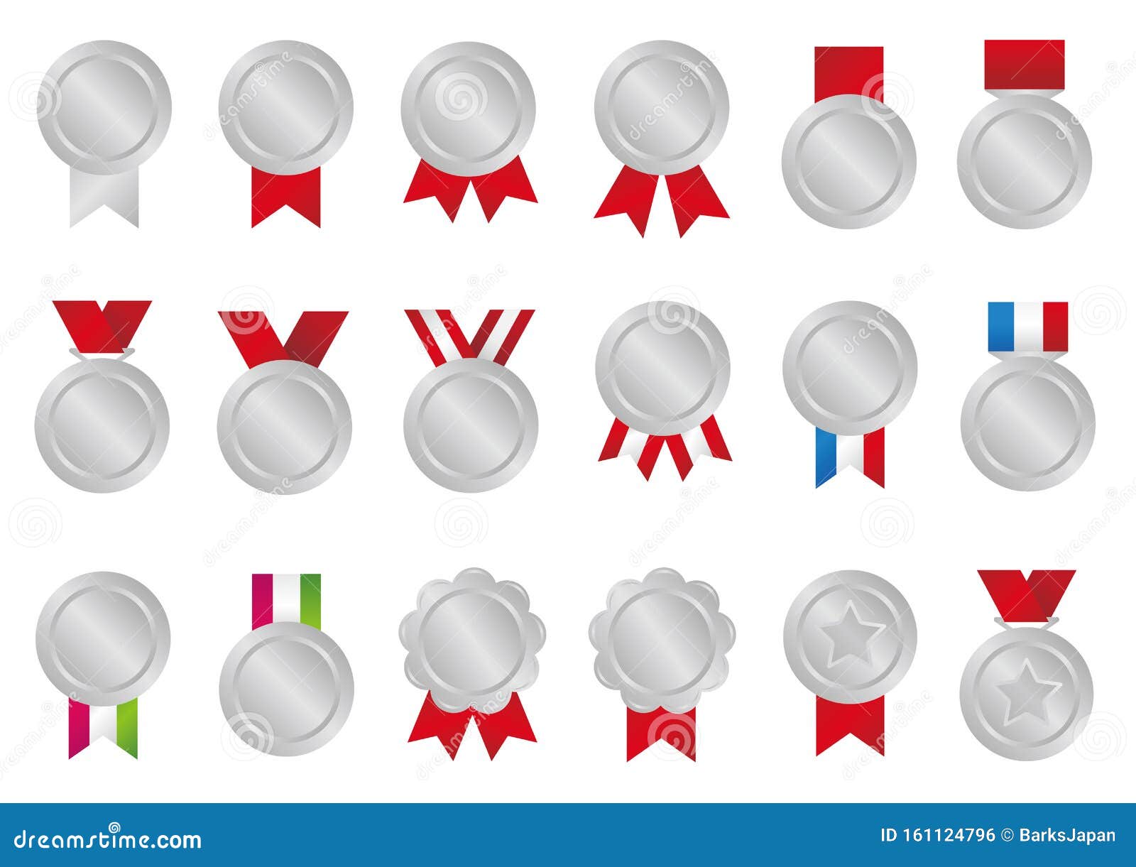 Silver Medal Icon Illustration Set Stock Vector - Illustration of badge ...