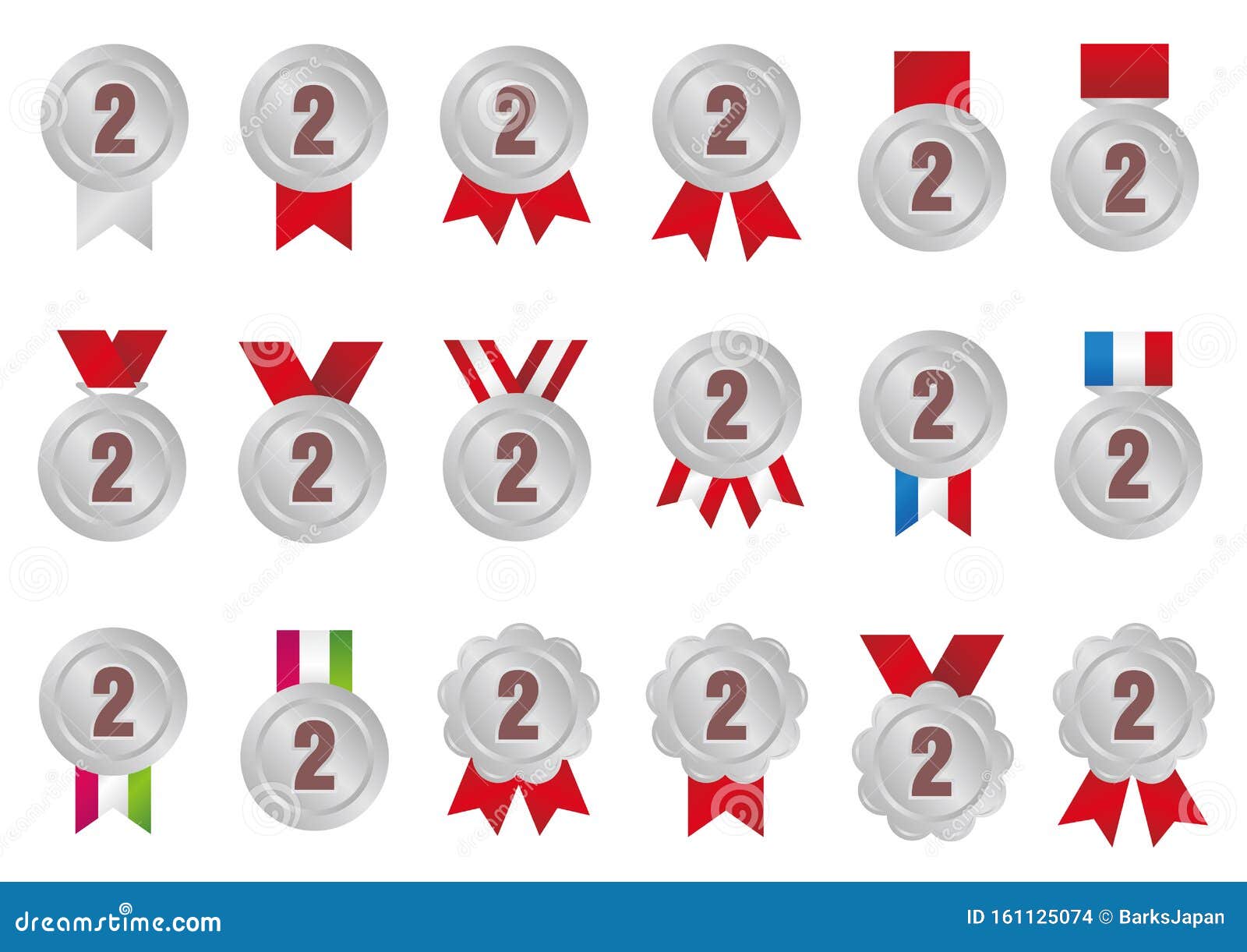 Silver Medal Icon / 2nd Place / Illustration Set Stock Vector ...