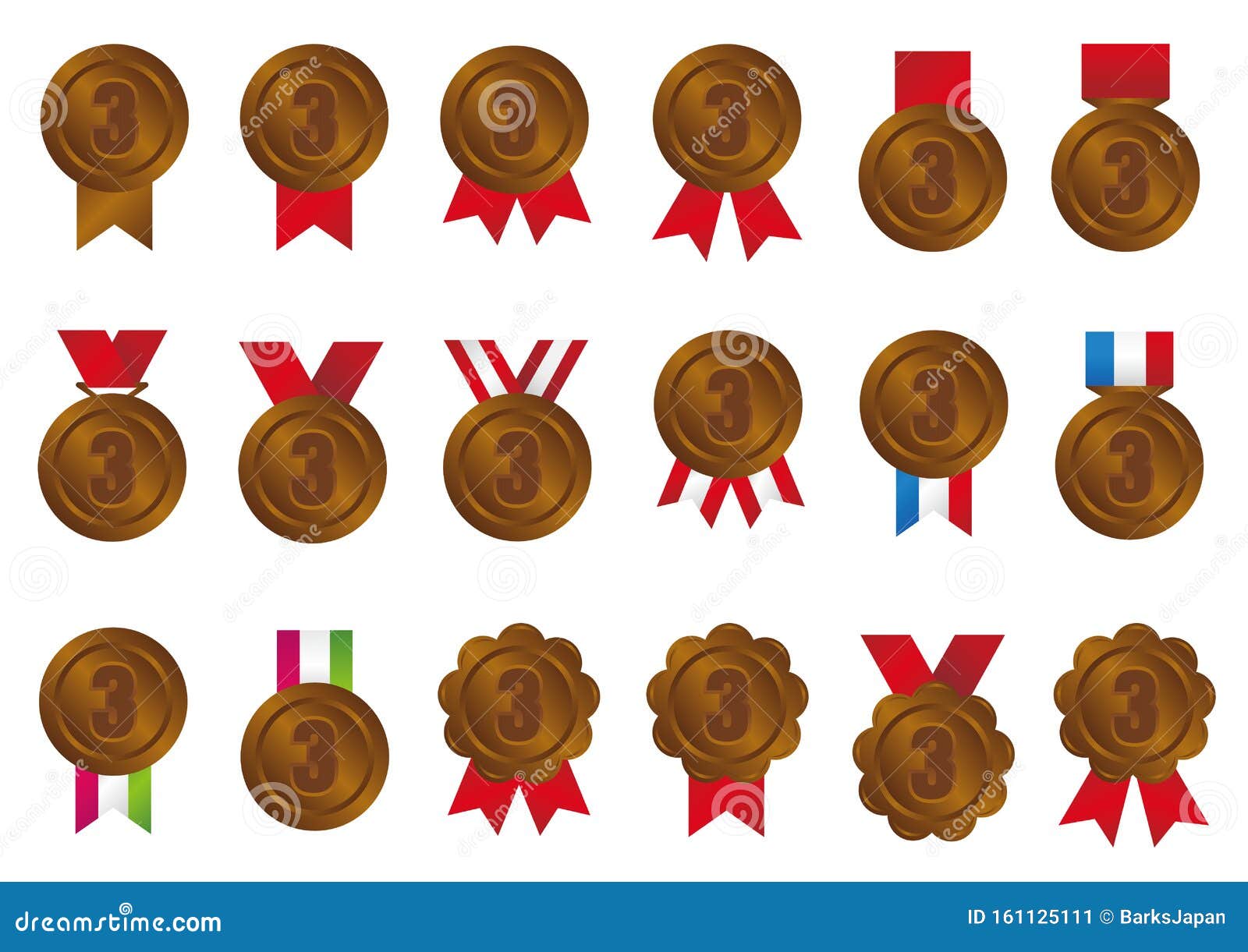Bronze Medal Icon / 3rd Place / Illustration Set Stock Vector ...