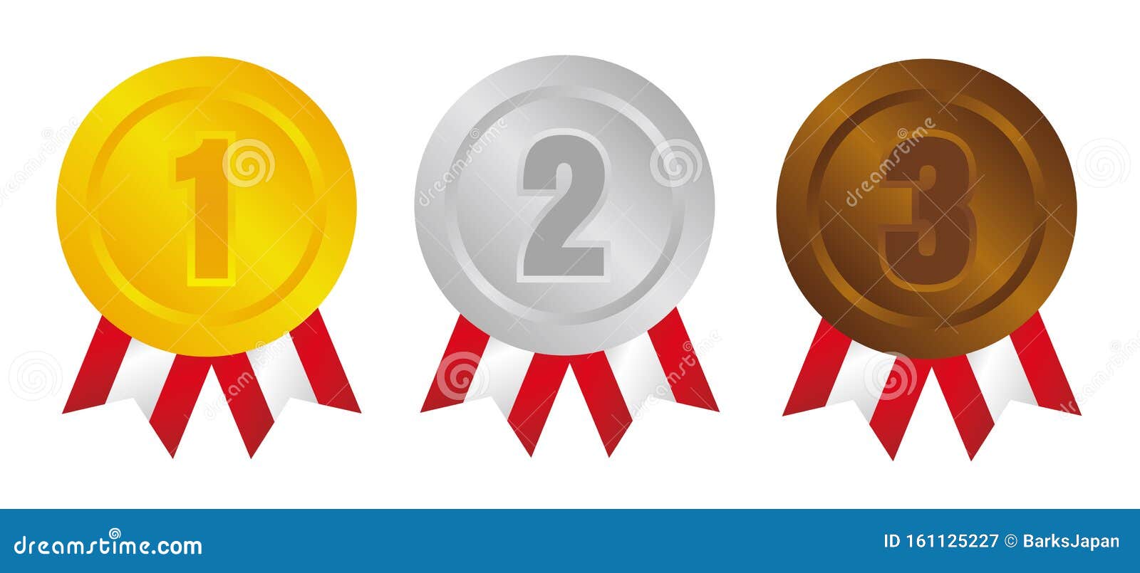 Ranking Medal Icon Illustration Set / 3 Colors / from 1st Place To 3rd ...