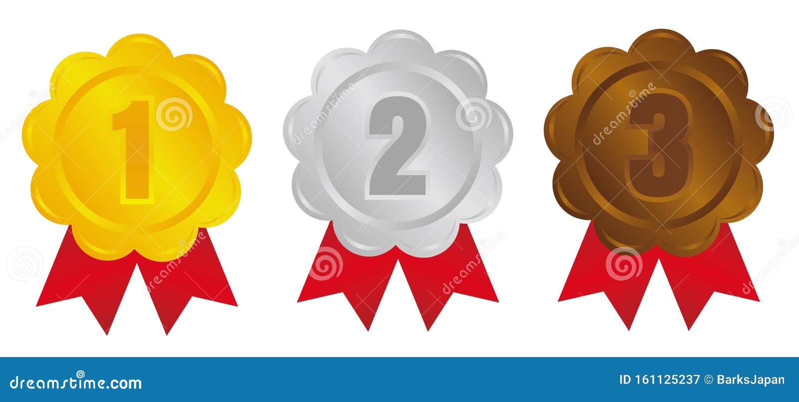 Ranking Medal Icon Illustration Set / 3 Colors / from 1st Place To 3rd ...