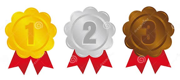Ranking Medal Icon Illustration Set / 3 Colors / from 1st Place To 3rd ...