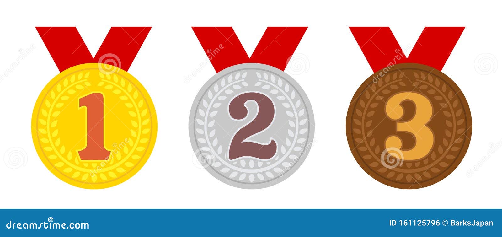 Ranking Medal Icon Flat Illustration Set / from 1st Place To 3rd Place ...