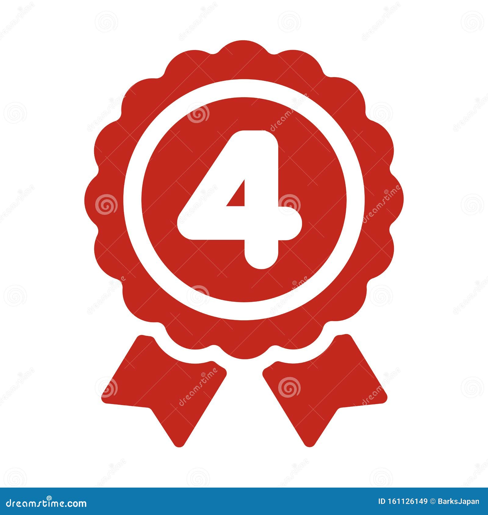 Ranking Medal Icon Flat Illustration / 4th Place Stock Vector ...