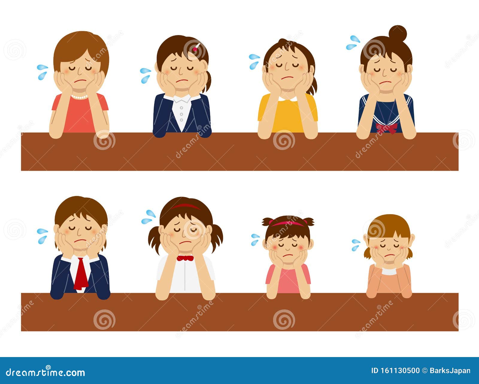 Thinking / Troubled / Suffering Women Illustration Set Stock Vector ...