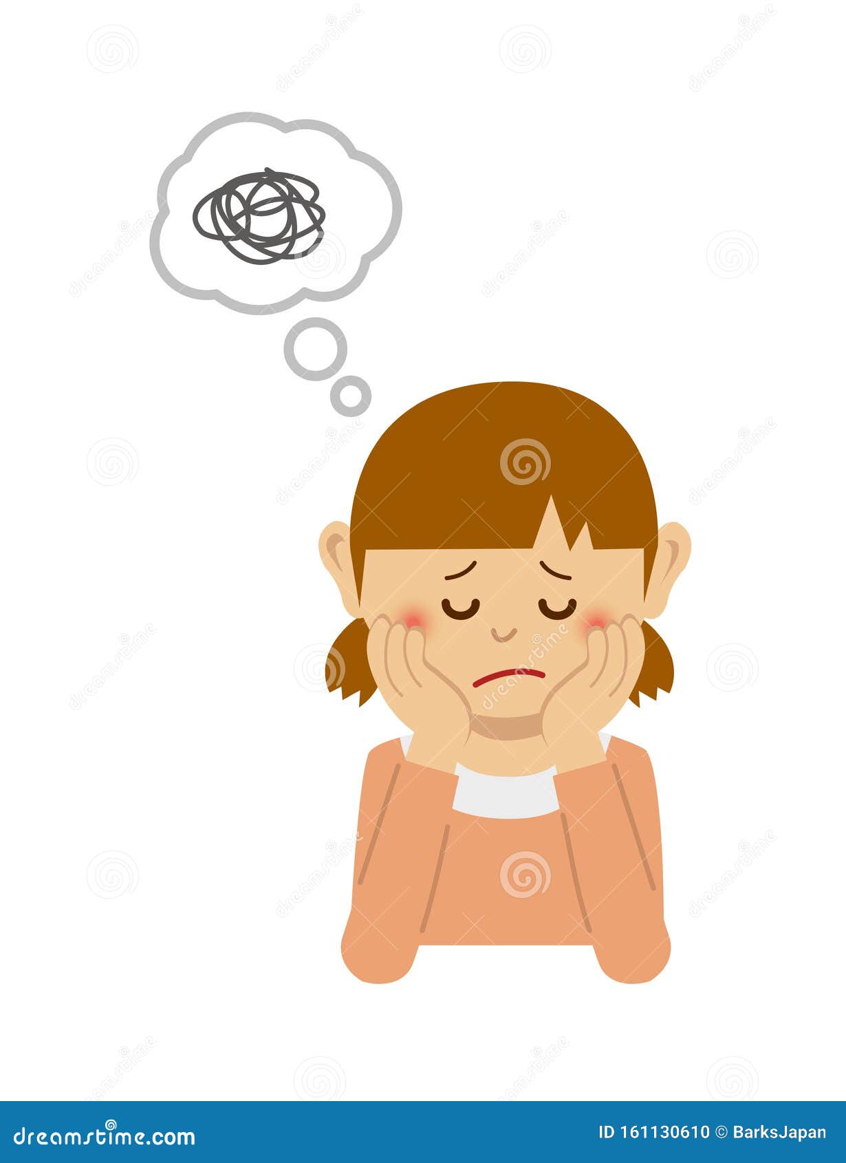 Thinking / Troubled / Suffering Girl Illustration Stock Vector ...
