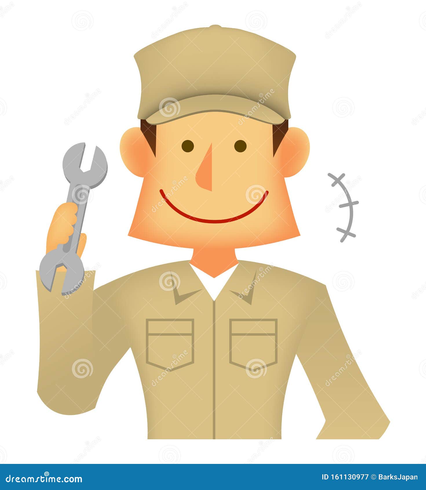 Young Asian Blue Collar Worker Vector Illustration / Upper Body Stock ...