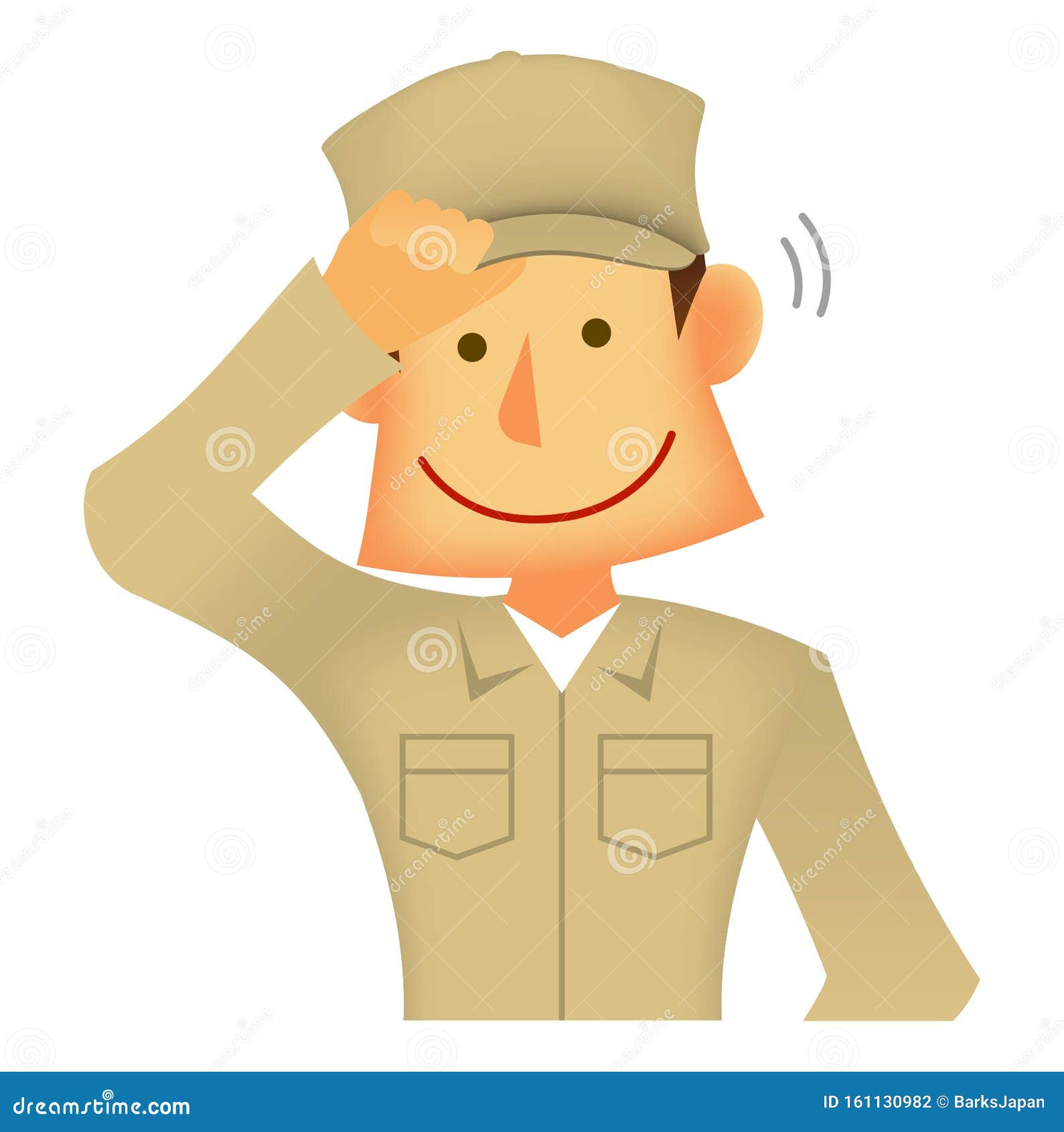 Young Asian Blue Collar Worker Vector Illustration / Upper Body Stock ...