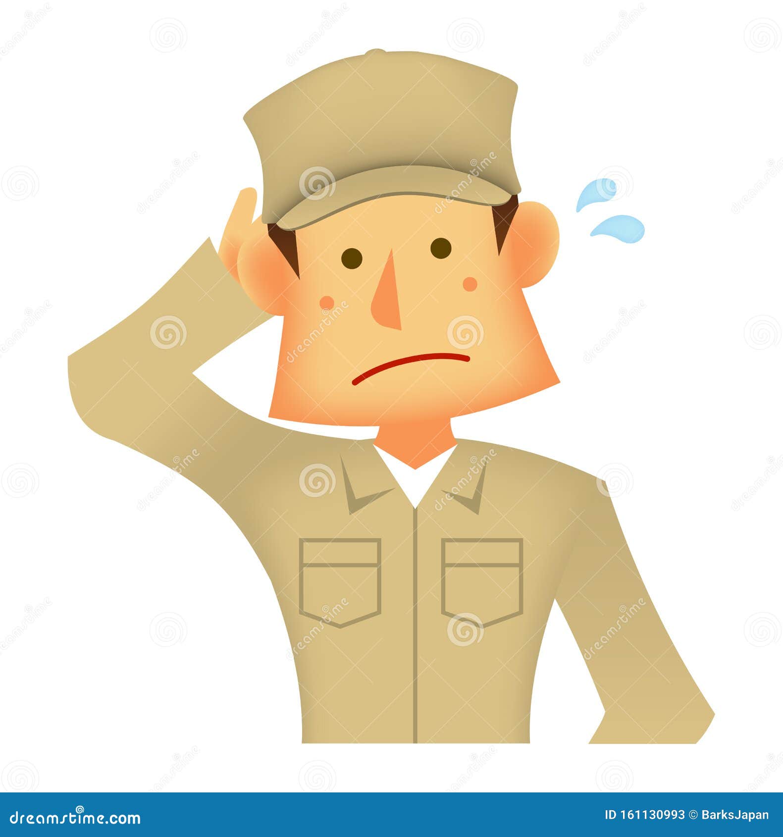 Young Asian Blue Collar Worker Vector Illustration / Upper Body Stock ...