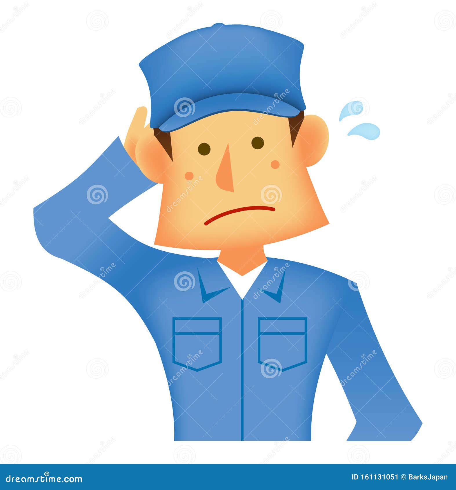 Young Asian Blue Collar Worker Vector Illustration / Upper Body Stock ...