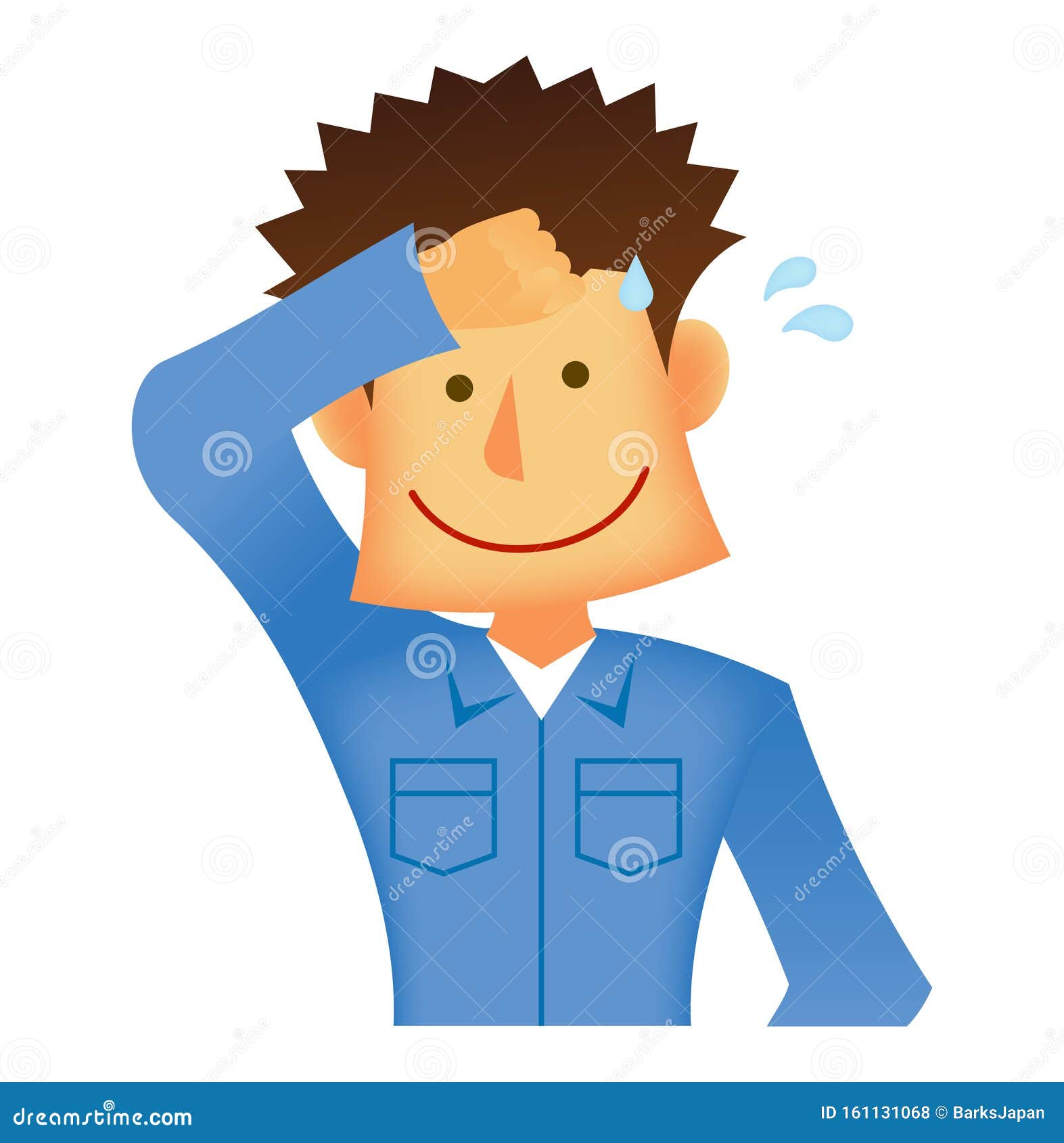 Young Asian Blue Collar Worker Vector Illustration / Upper Body Stock ...