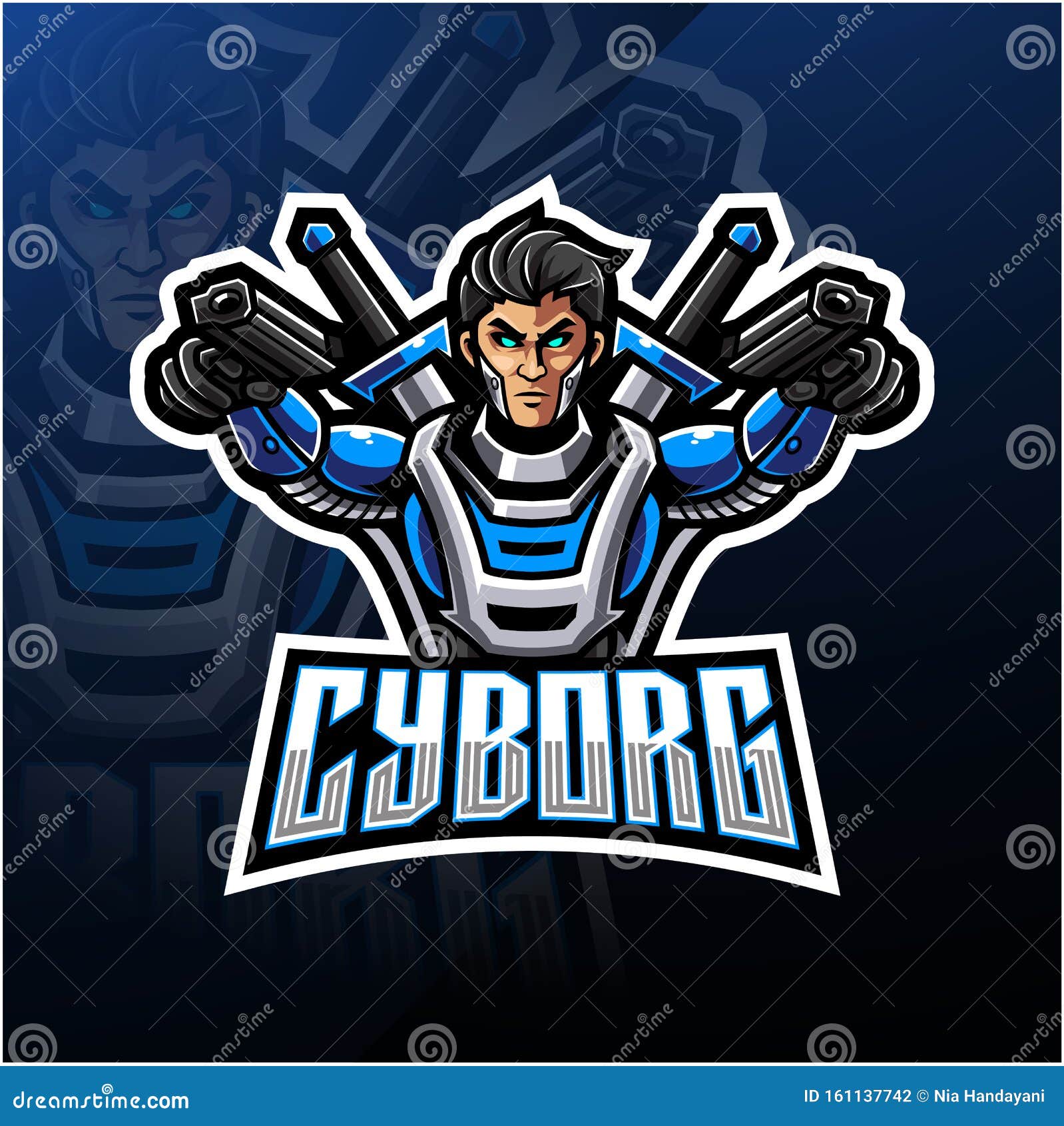 Cyborg Esport Mascot Logo Design Stock Vector - Illustration of emblem ...