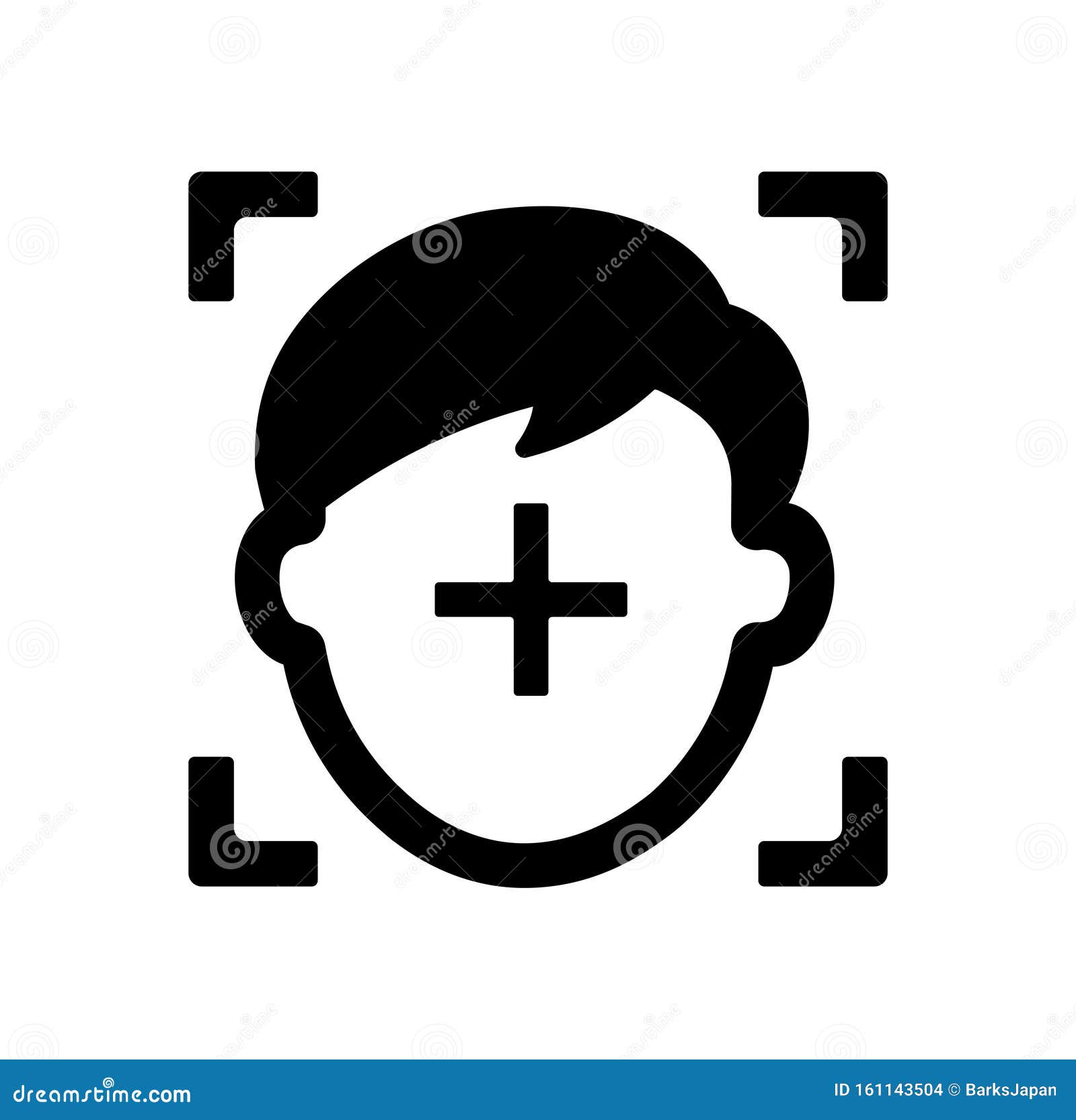 Facial recognition icon stock vector. Illustration of line - 161143504