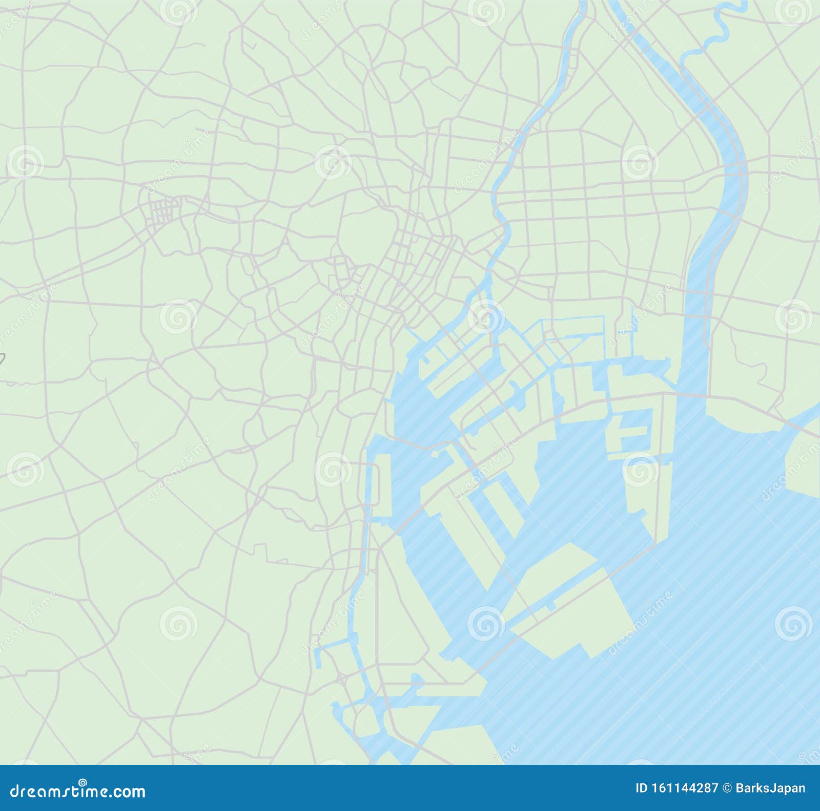Tokyo bay area road map stock vector. Illustration of plan - 161144287