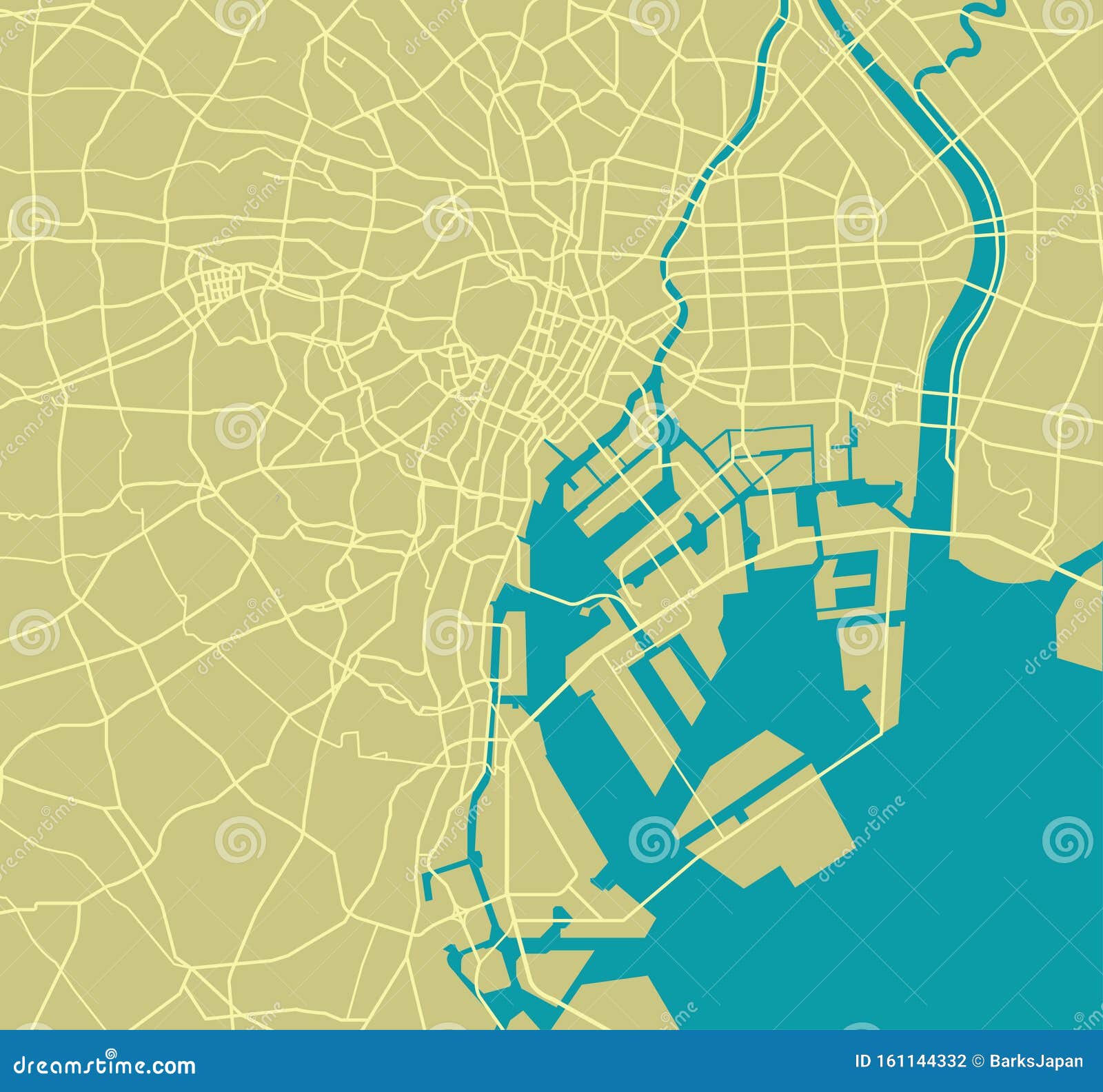 Tokyo bay area road map stock vector. Illustration of sightseeing ...