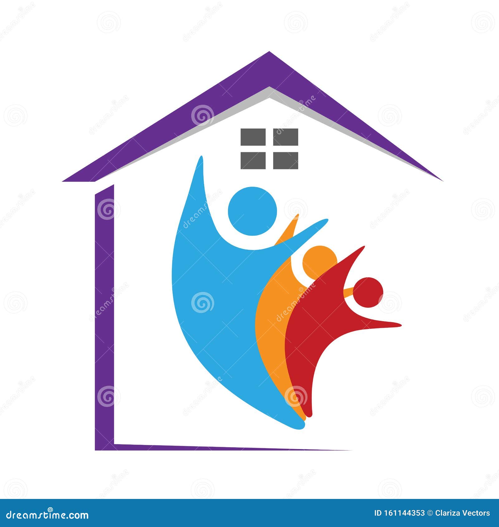Happy Family in Home House Union Logo Parent Kids Love Parenting Care ...