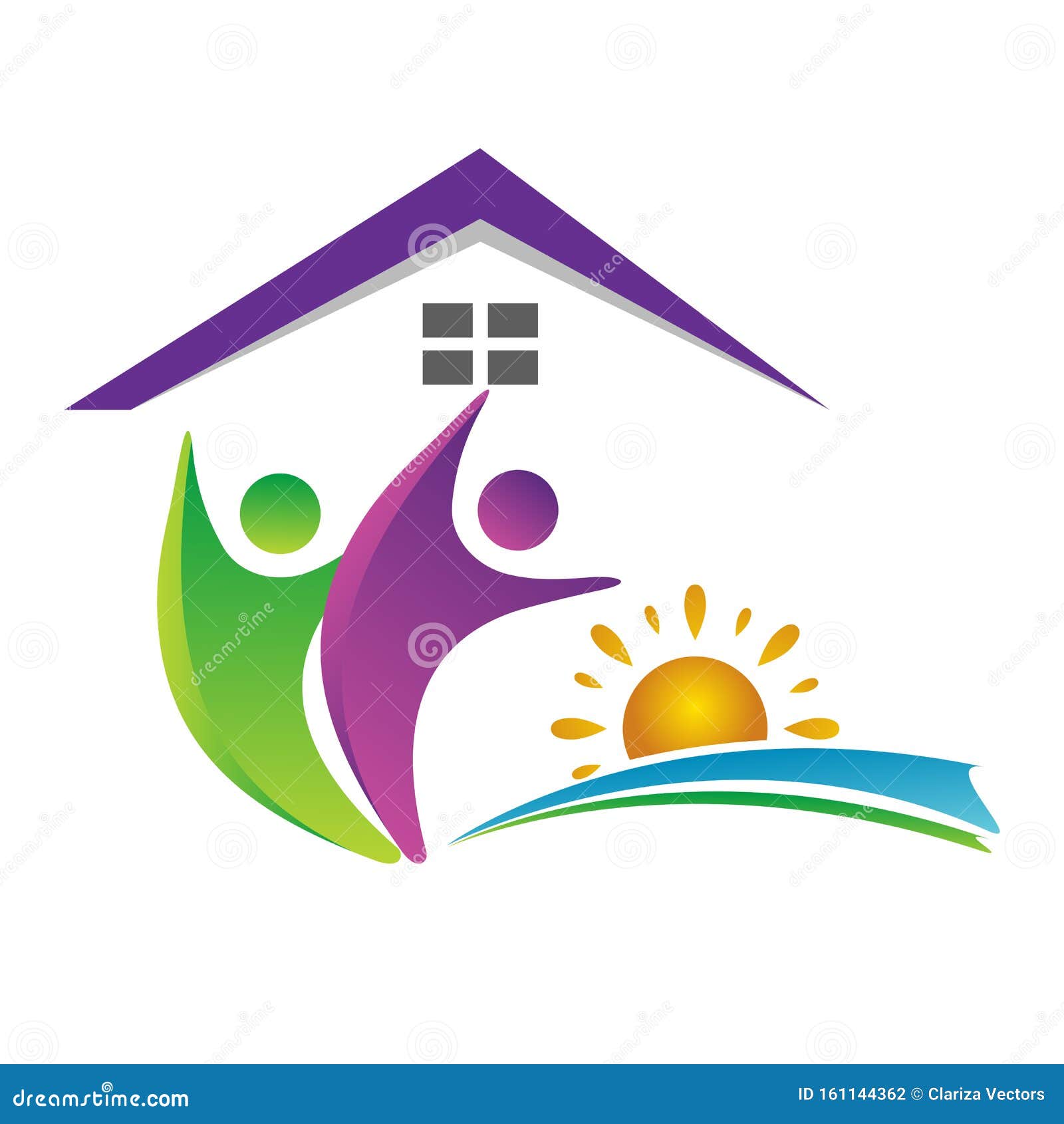 Happy Family Beach Sunrise in Home House Union Logo Parent Kids Love ...