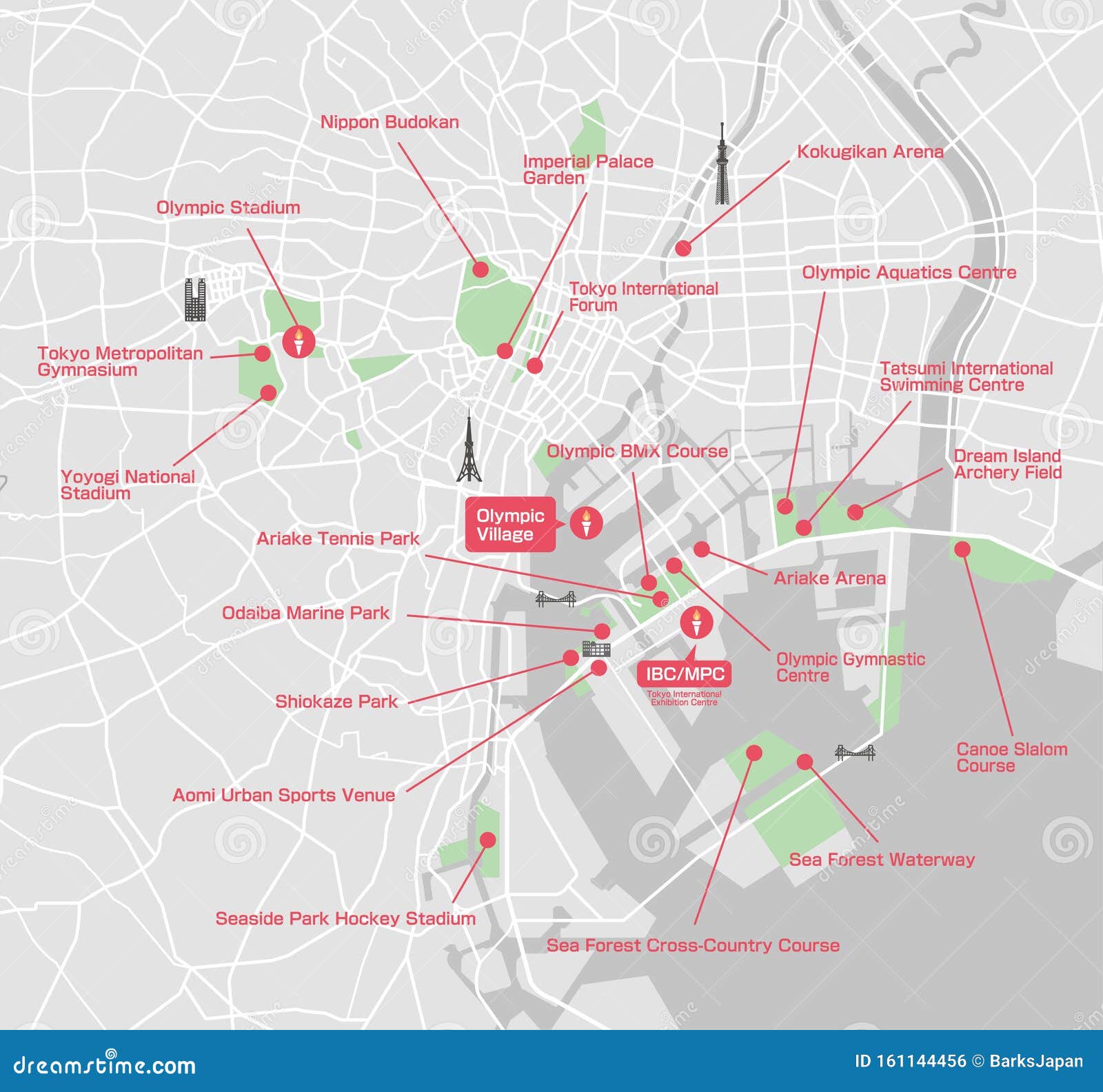 Tokyo Metropolitan Area Competition Location Map / English Stock Vector ...