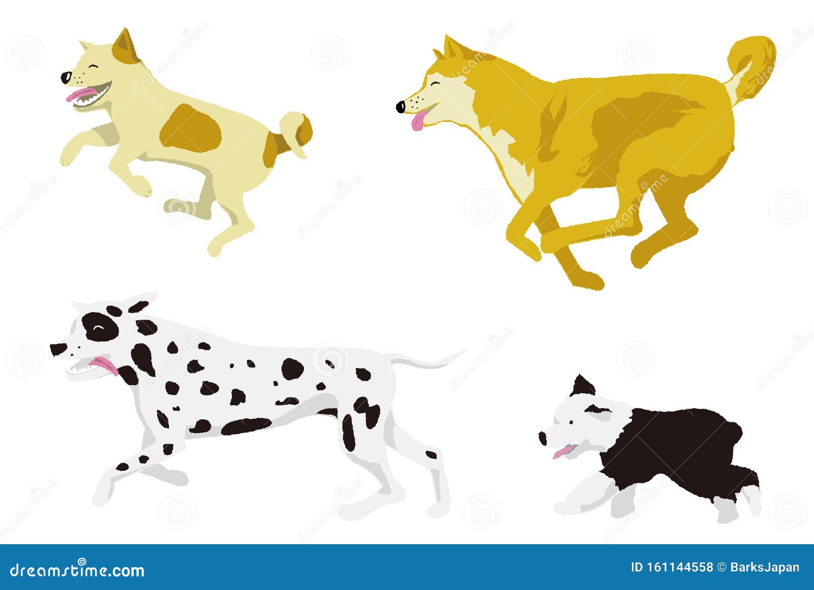 Running Dog Illustration Set Stock Vector - Illustration of funny, year ...