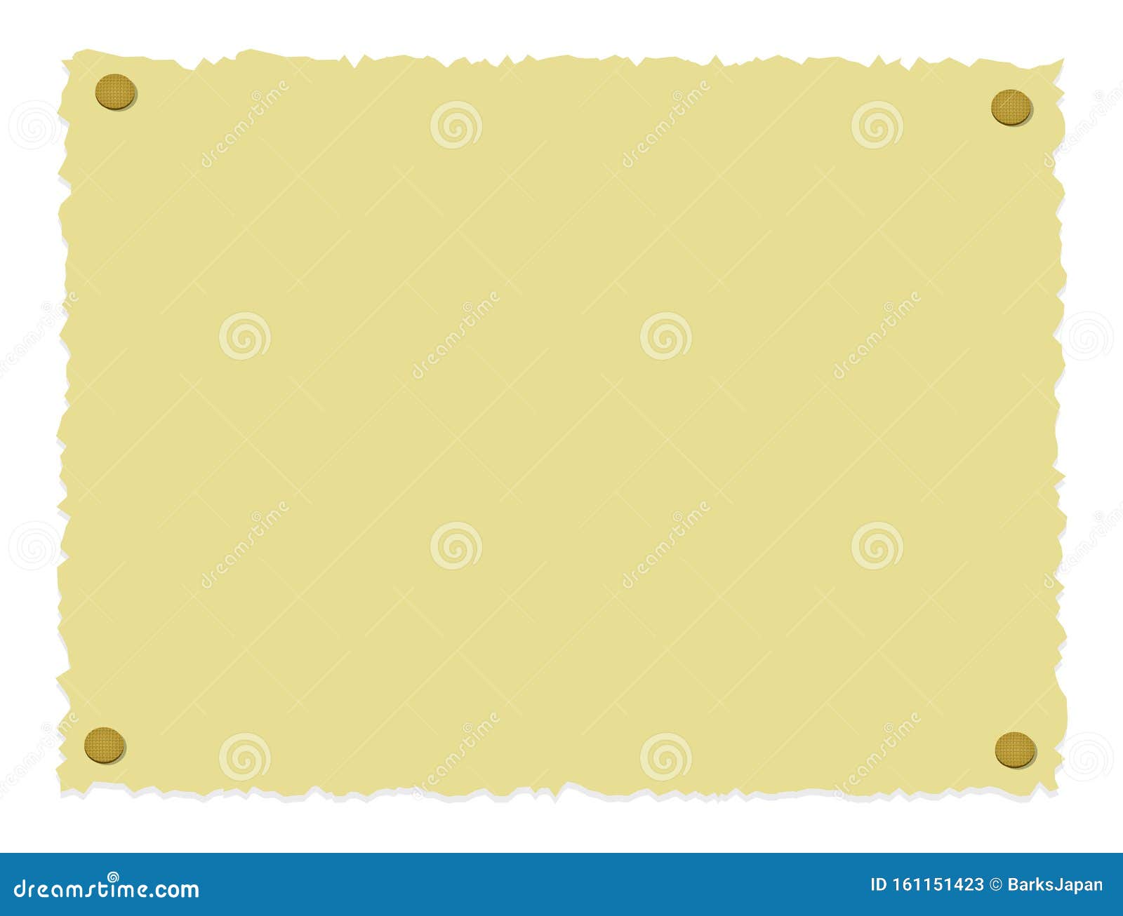 Tattered Old Paper Illustration / with Thumbtack, Push Pin Stock Vector ...