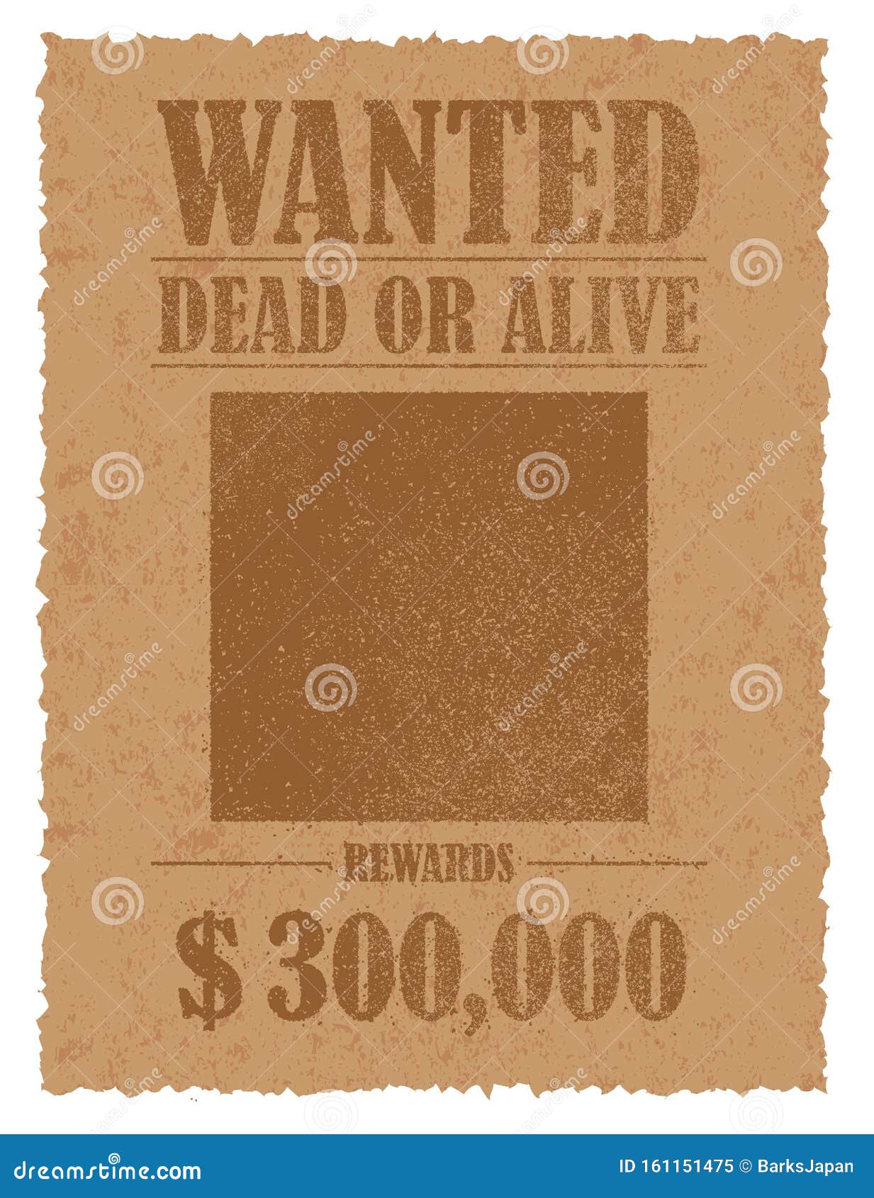 Grunged Wanted Paper Template Vector Illustration / American Old West ...