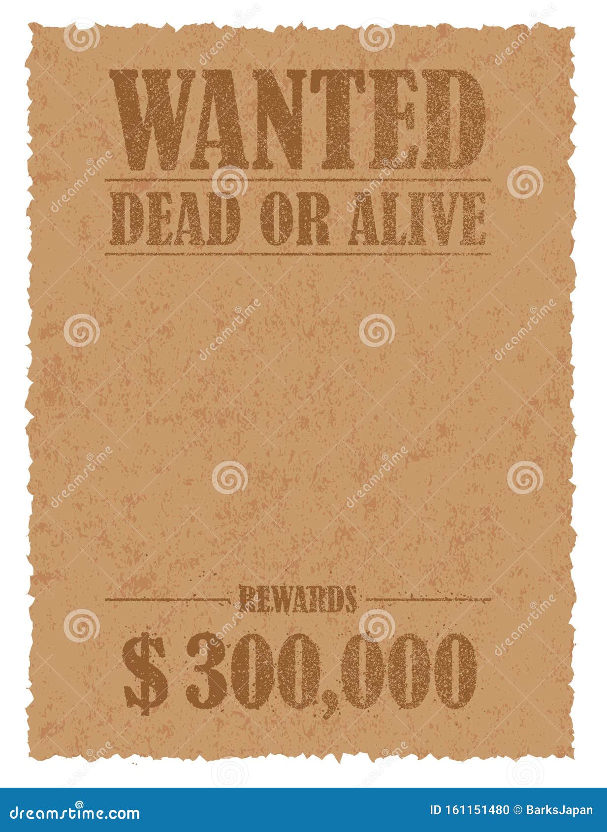 Grunged Wanted Paper Template Vector Illustration / American Old West ...