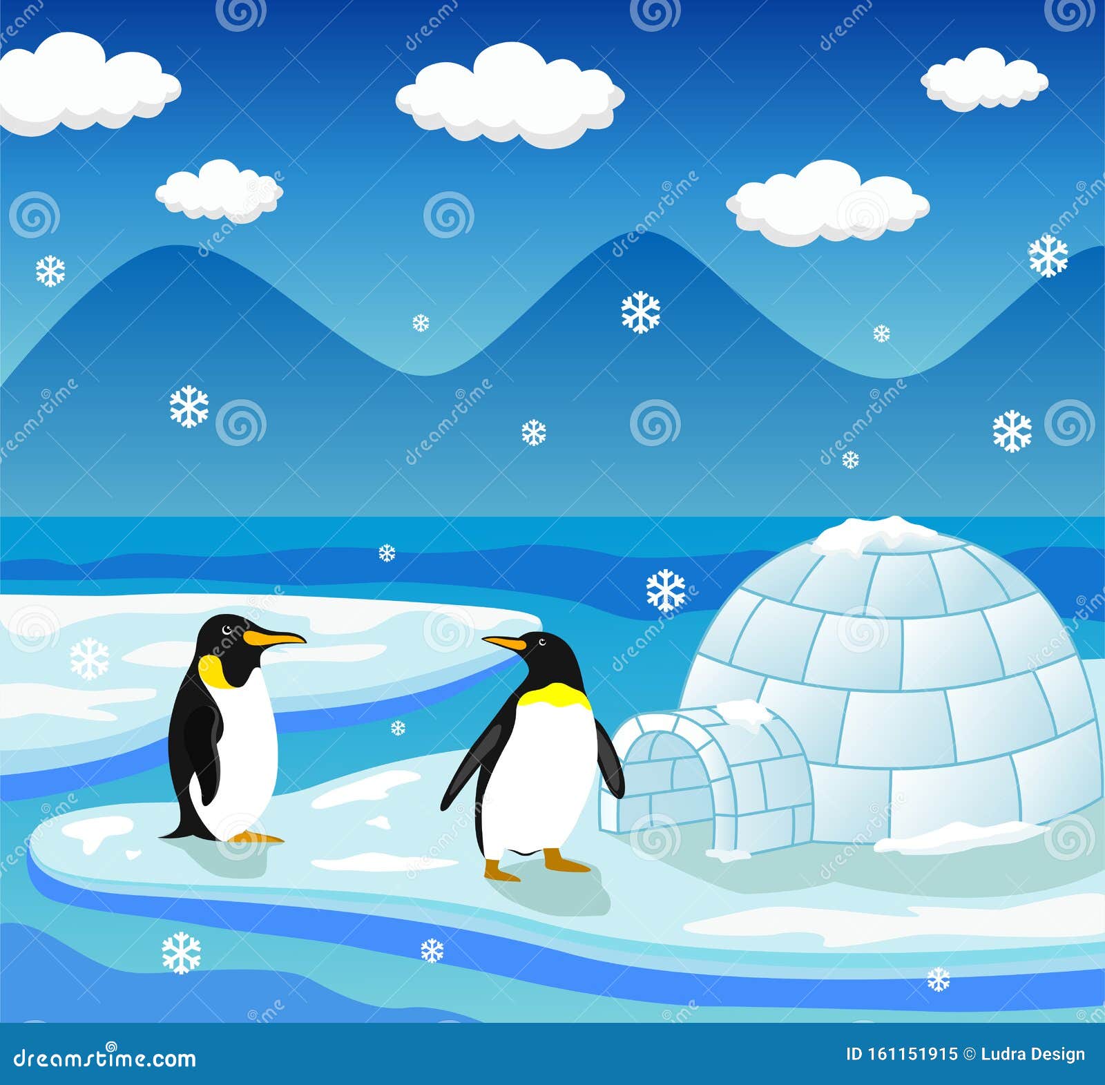 Illustration of Penguin House in Winter Stock Illustration ...