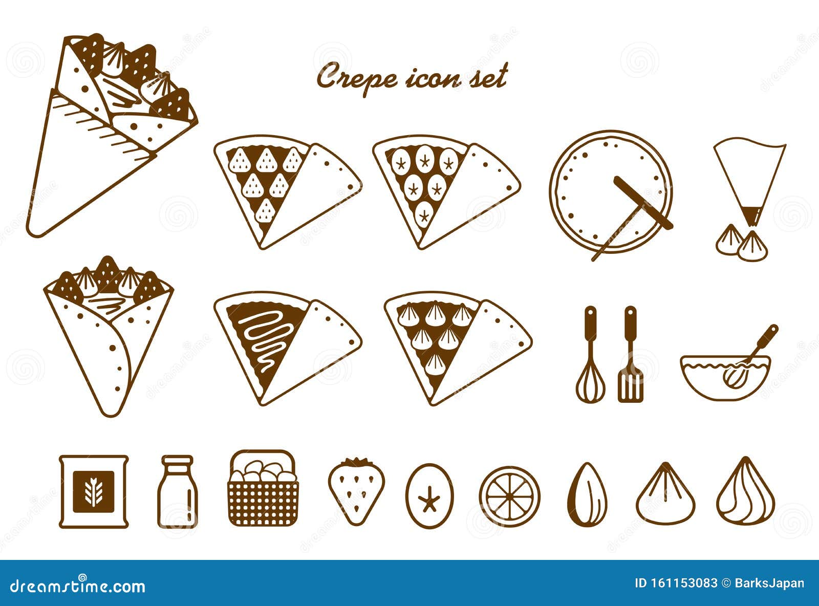 Crepe Illustration Icon Set Stock Vector - Illustration of isolated ...