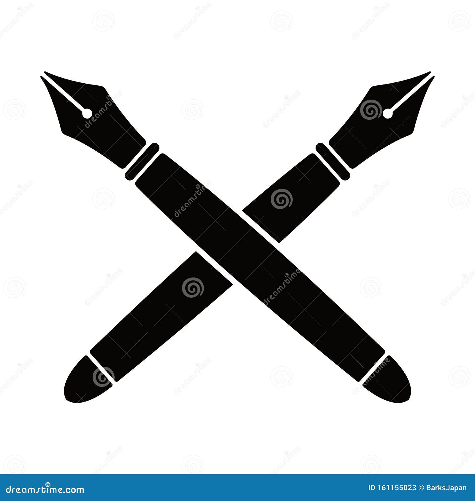 Crossed Fountain Pens Illustration Stock Vector - Illustration of ...