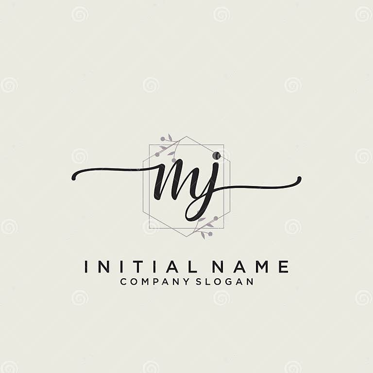 MJ Letter Initial Beauty Monogram and Elegant Logo Design, Handwriting ...