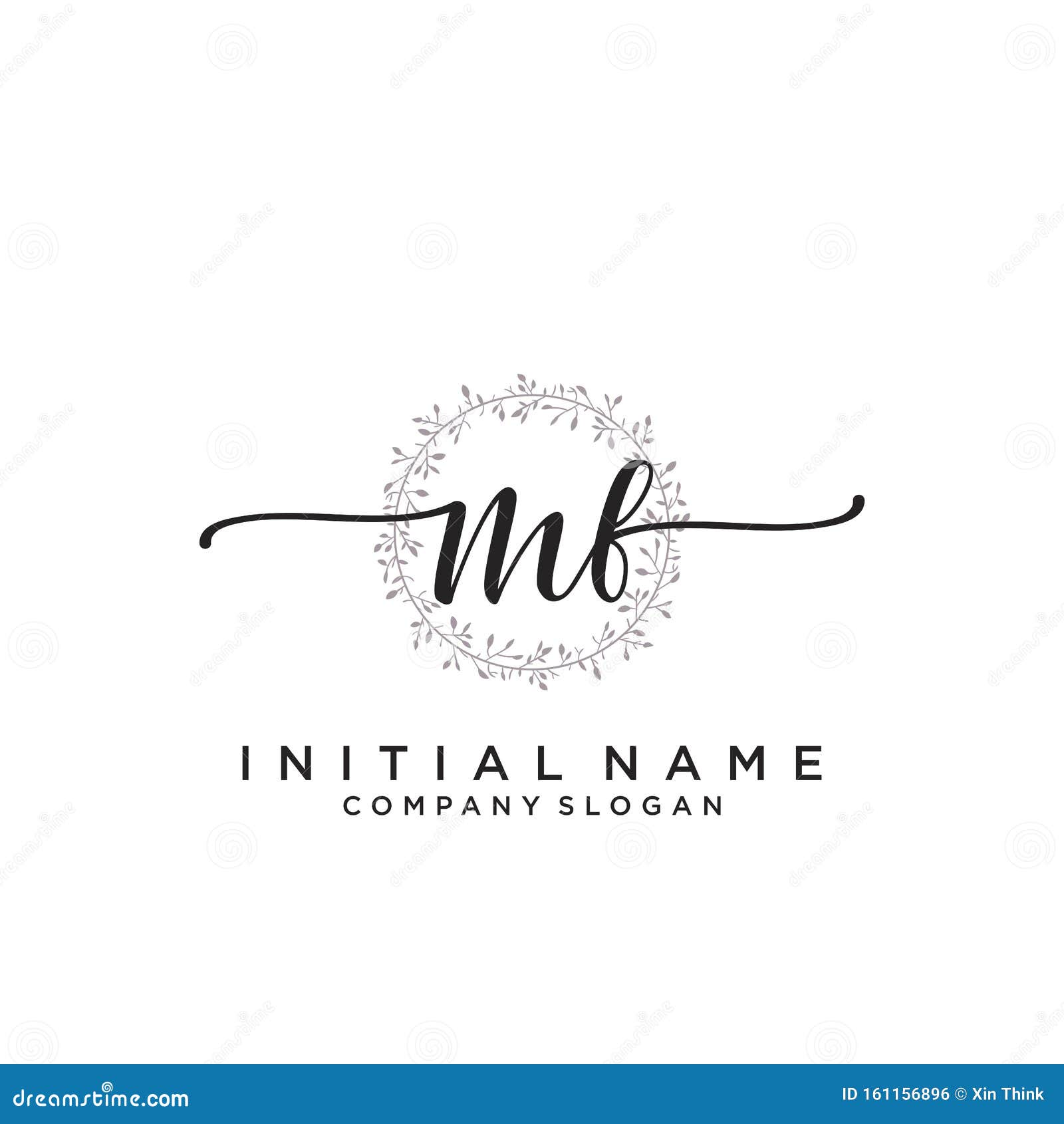 MF Letter Initial Beauty Monogram and Elegant Logo Design, Handwriting ...
