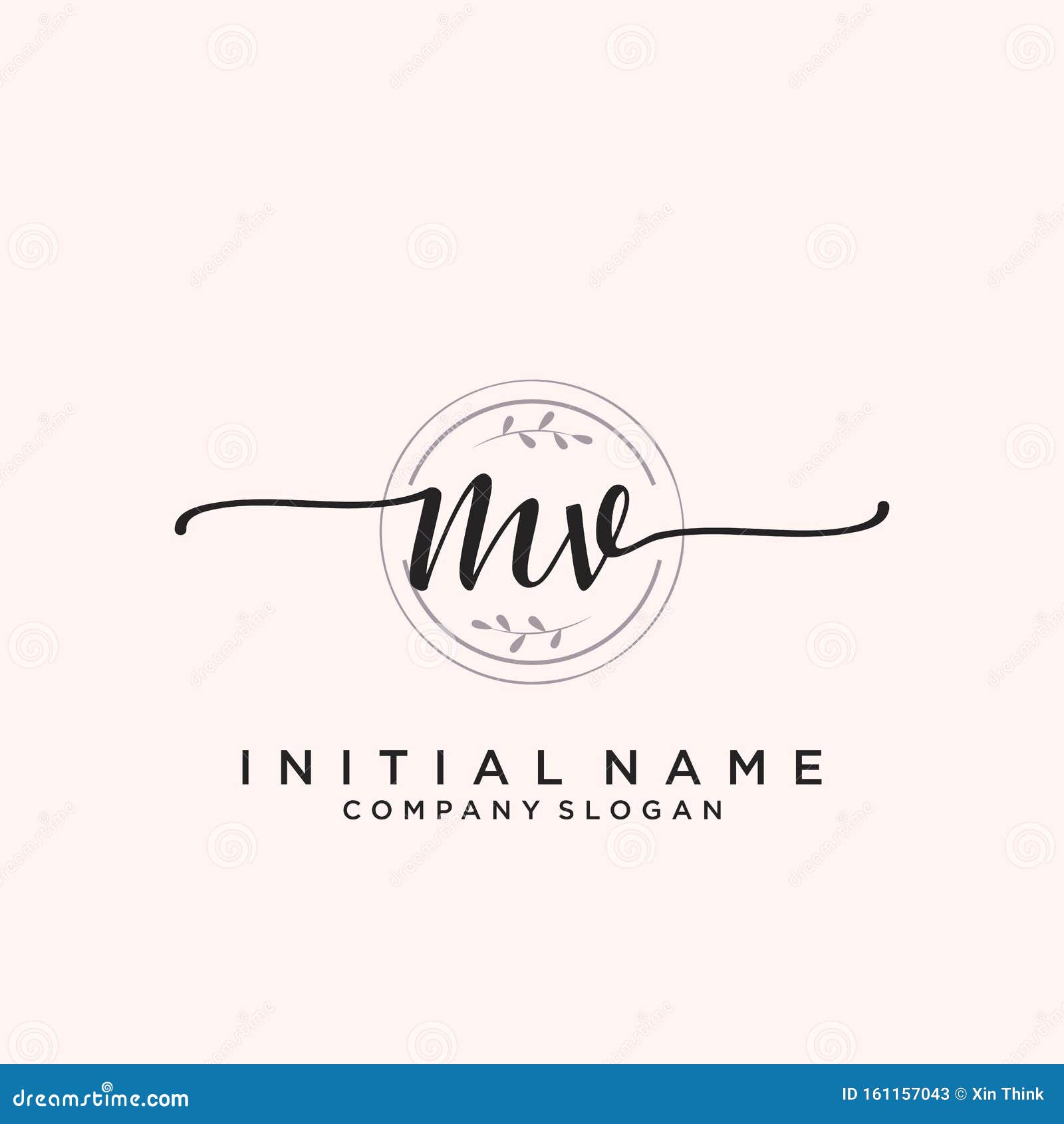 MV Letter Initial Beauty Monogram and Elegant Logo Design, Handwriting ...