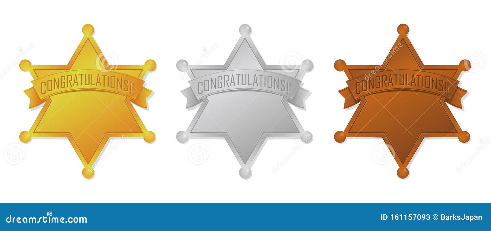 Sheriff Badge Ranking Medal Icon Set Stock Vector - Illustration of ...