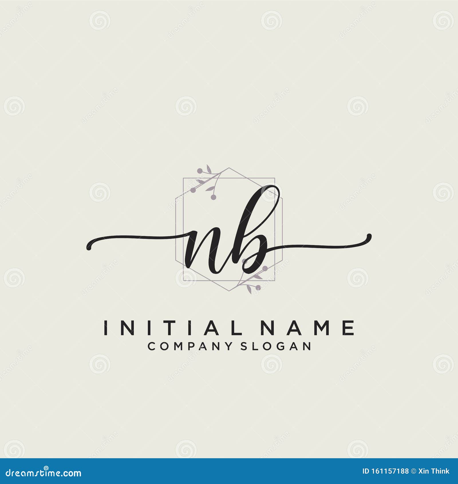 NB Letter Initial Beauty Monogram and Elegant Logo Design, Handwriting ...