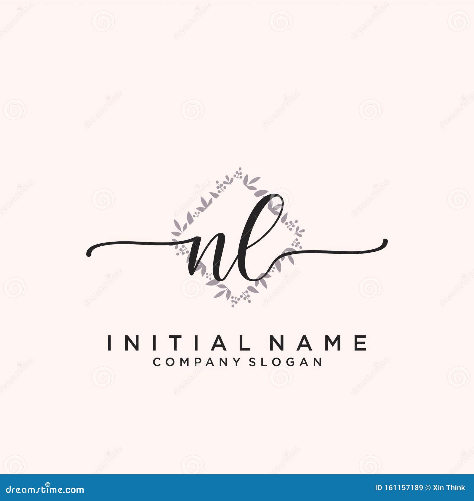 NL Letter Initial Beauty Monogram and Elegant Logo Design, Handwriting ...