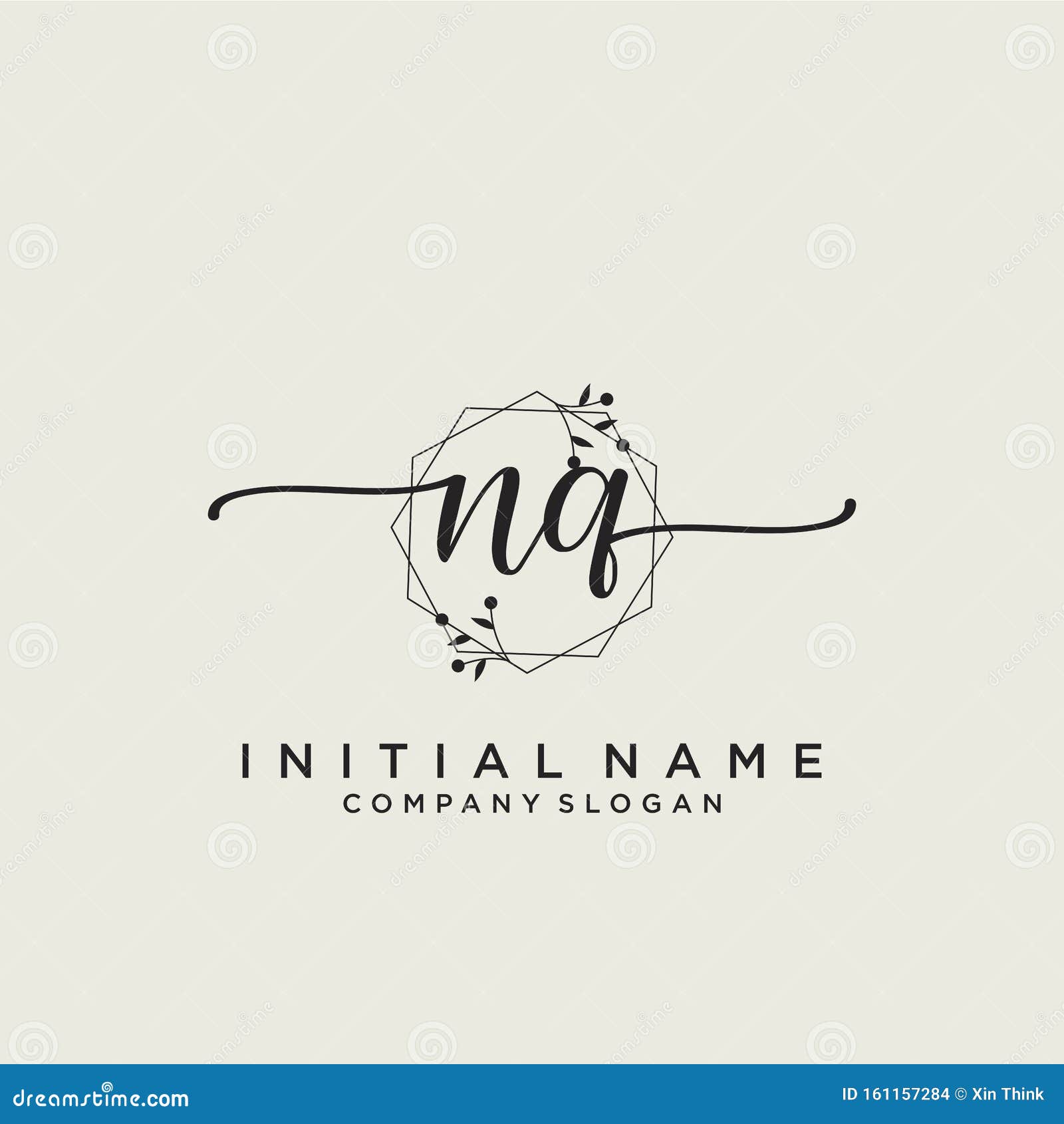 NQ Letter Initial Beauty Monogram and Elegant Logo Design, Handwriting ...