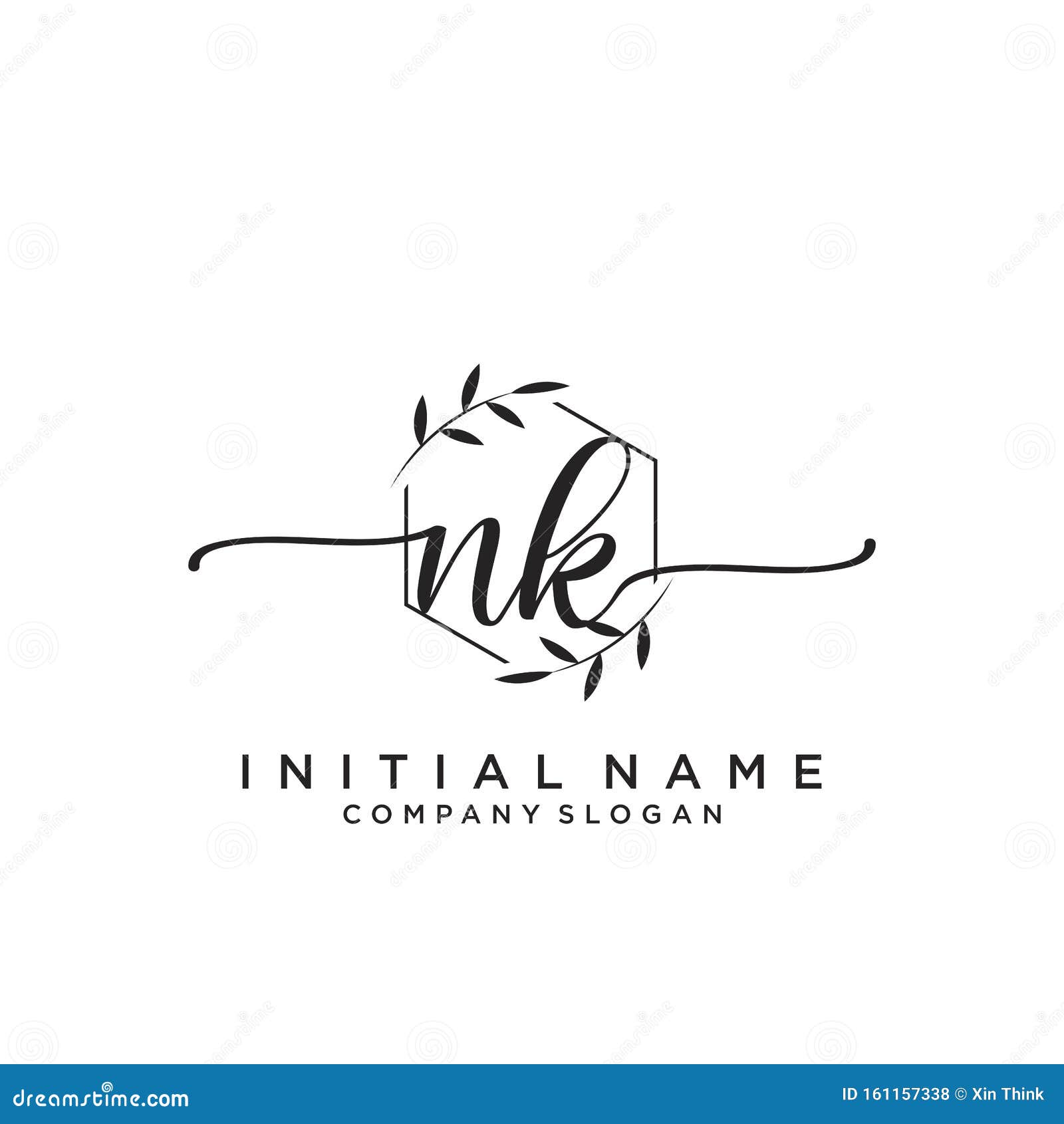 NK Letter Initial Beauty Monogram and Elegant Logo Design, Handwriting ...