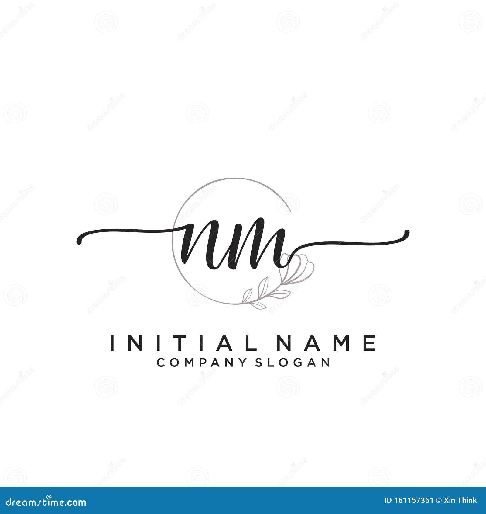 NM Letter Initial Beauty Monogram and Elegant Logo Design, Handwriting ...