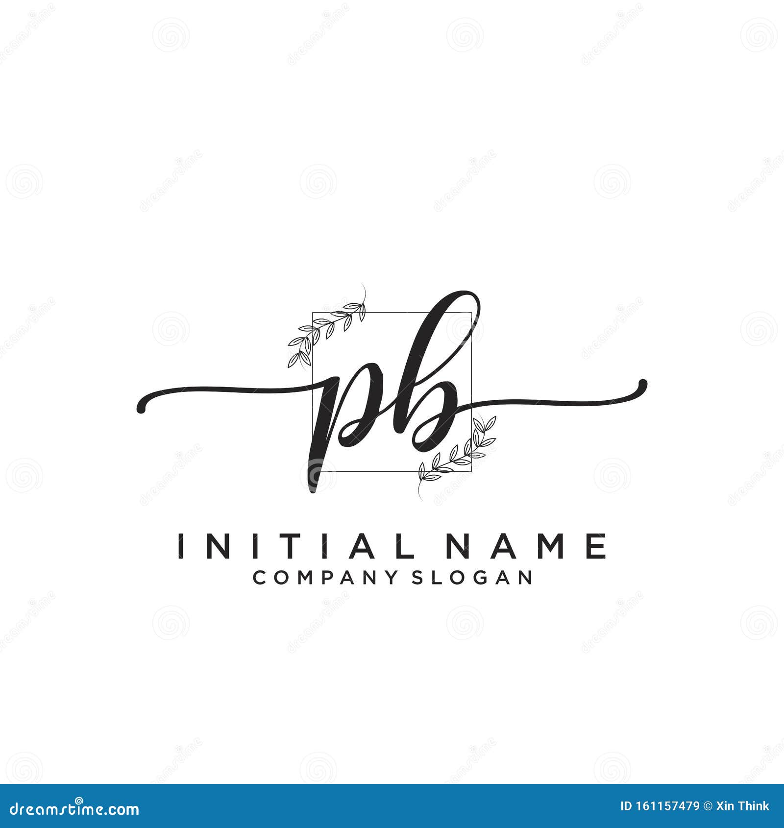 PB Letter Initial Beauty Monogram and Elegant Logo Design, Handwriting ...
